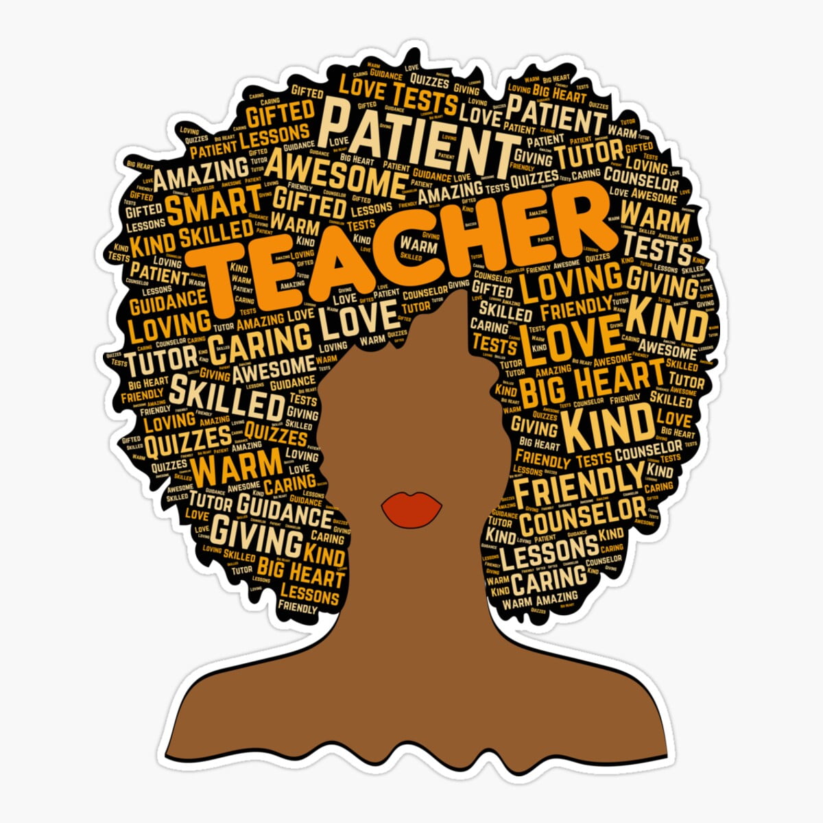 Maneki African American Teacher Educator Words In Afro Art Er, Phone ...