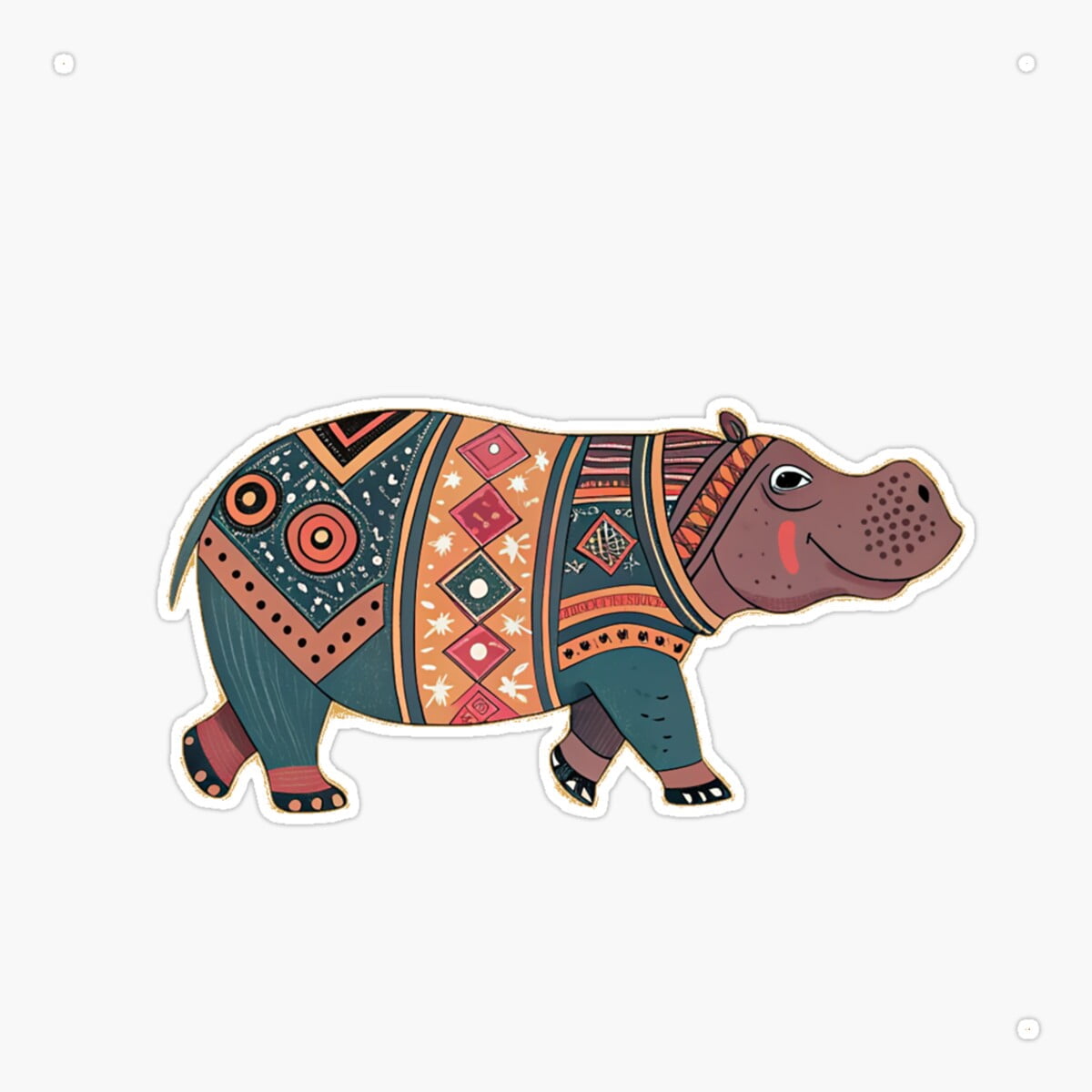 Maneki African Boho Hippo Er, Phone Decal Water Bottle Stickers Car ...