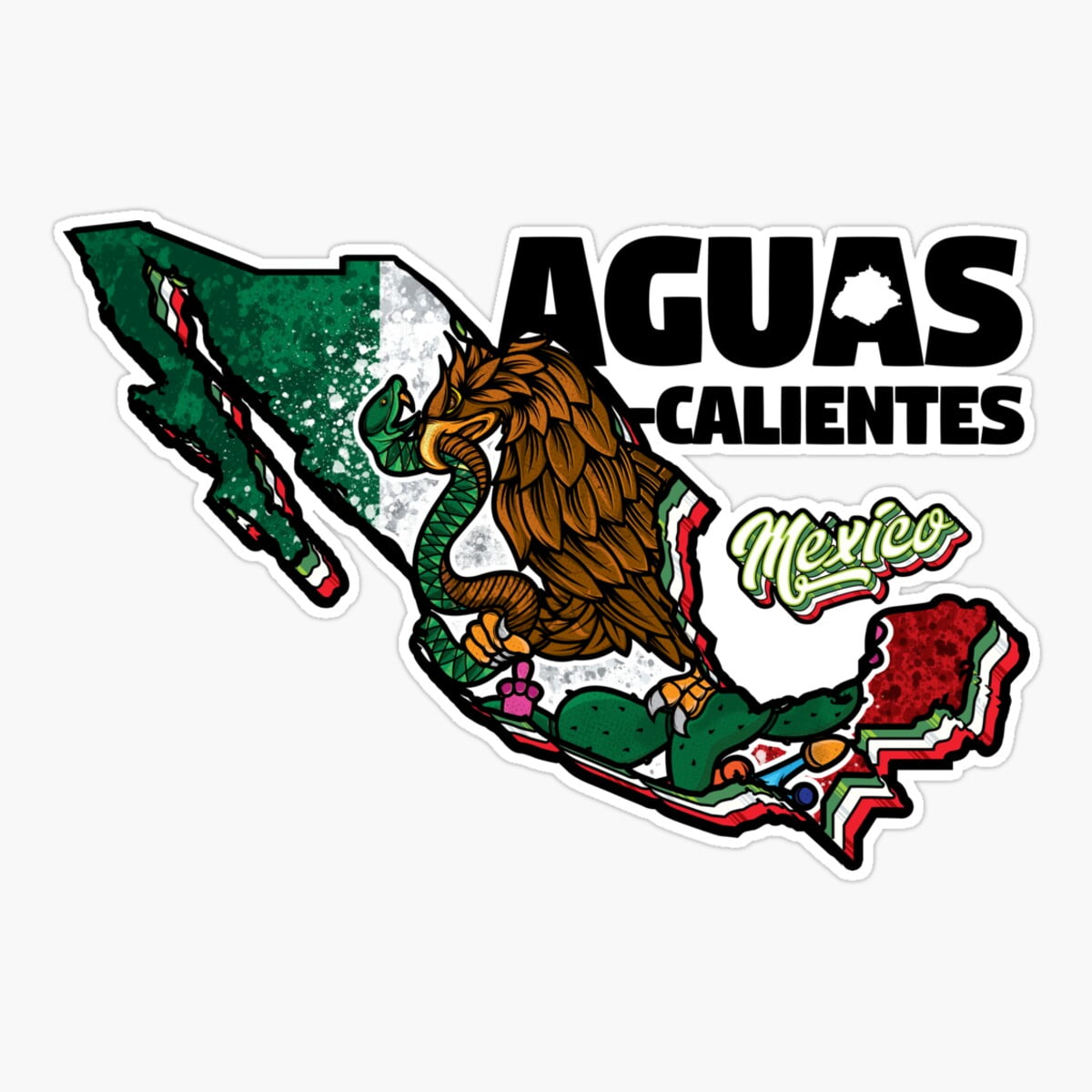 Maneki Aguascalientes, Map O Mexico Sticker, Phone Decal Water Bottle ...