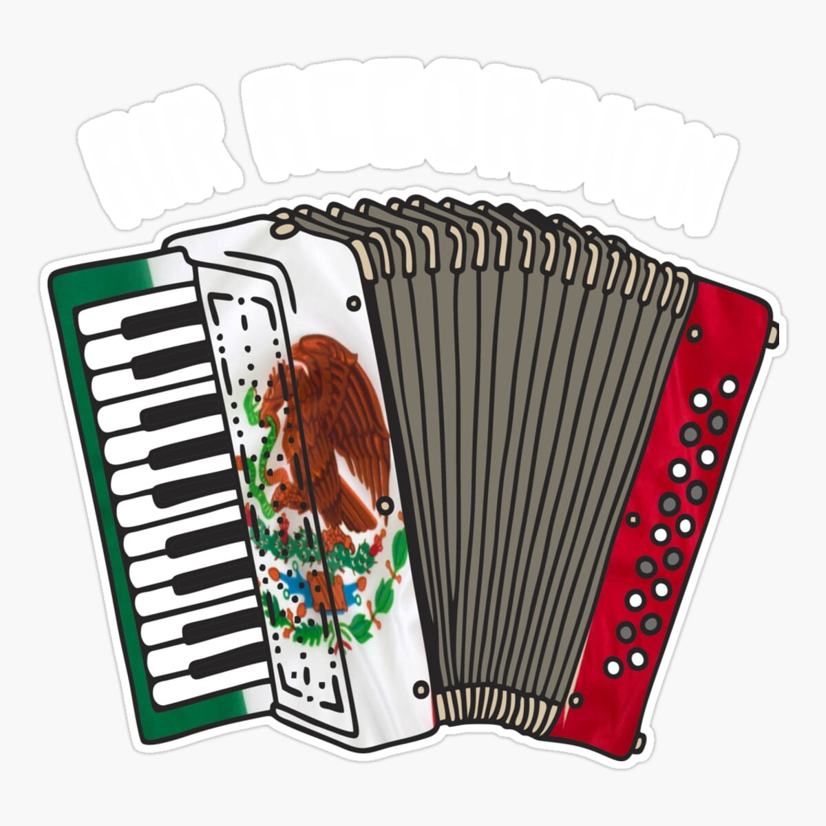 Maneki Air Accordion Mexican Lag Mexico National Sticker, Phone Decal ...