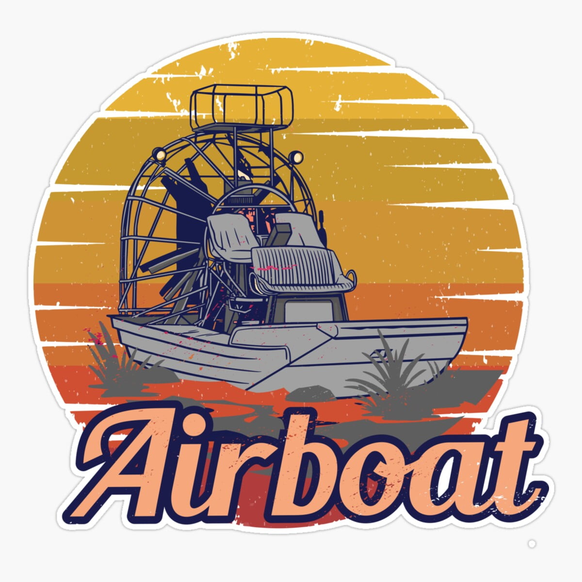 Maneki Airboat Sunset Hobby Gift For Daddy Er, Phone Decal Water Bottle ...