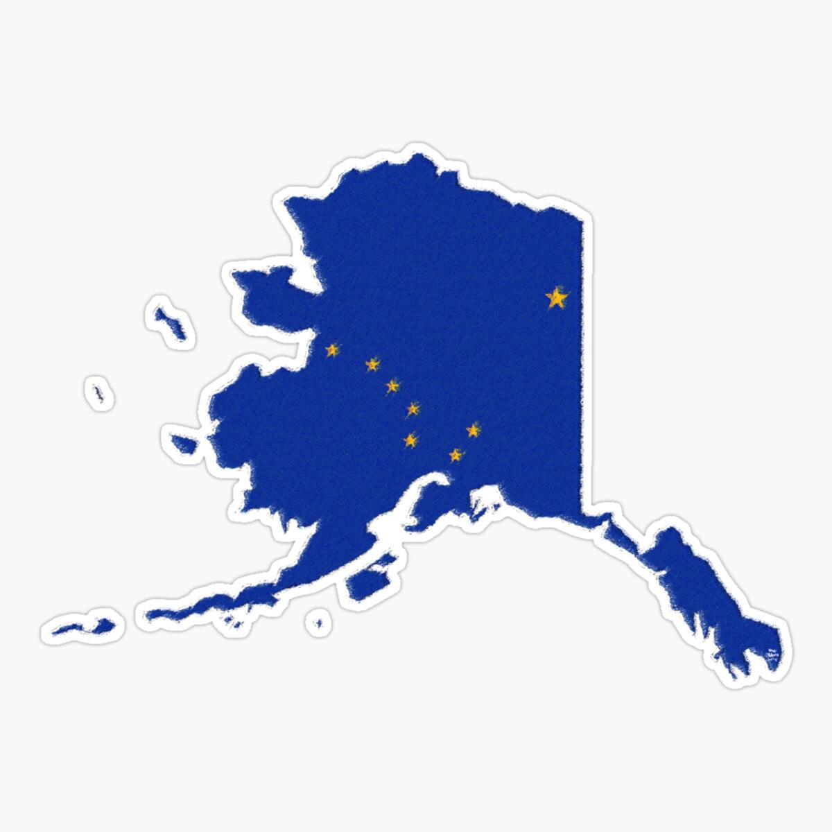 Maneki Alaska Map With Alaskan Lag Sticker, Phone Decal Water Bottle ...