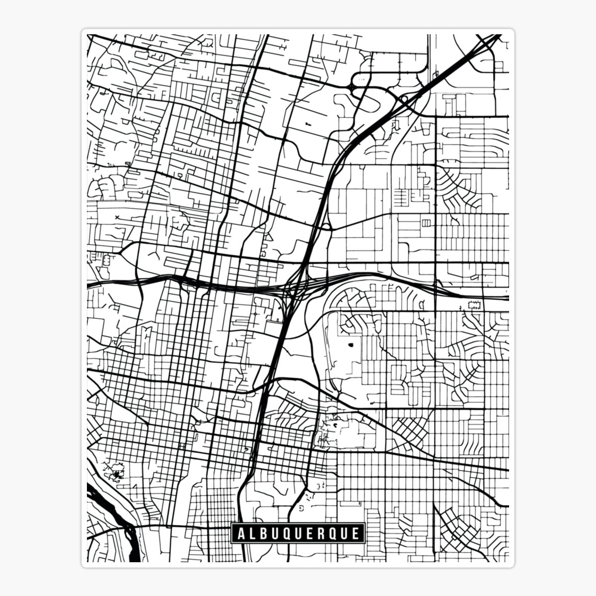 Maneki Albuquerque, New Mexico Street Map Sticker, Phone Decal Water ...