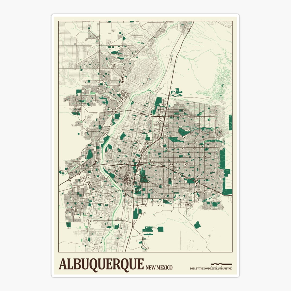 Maneki Albuquerque Street Map Sticker, Phone Decal Water Bottle ...