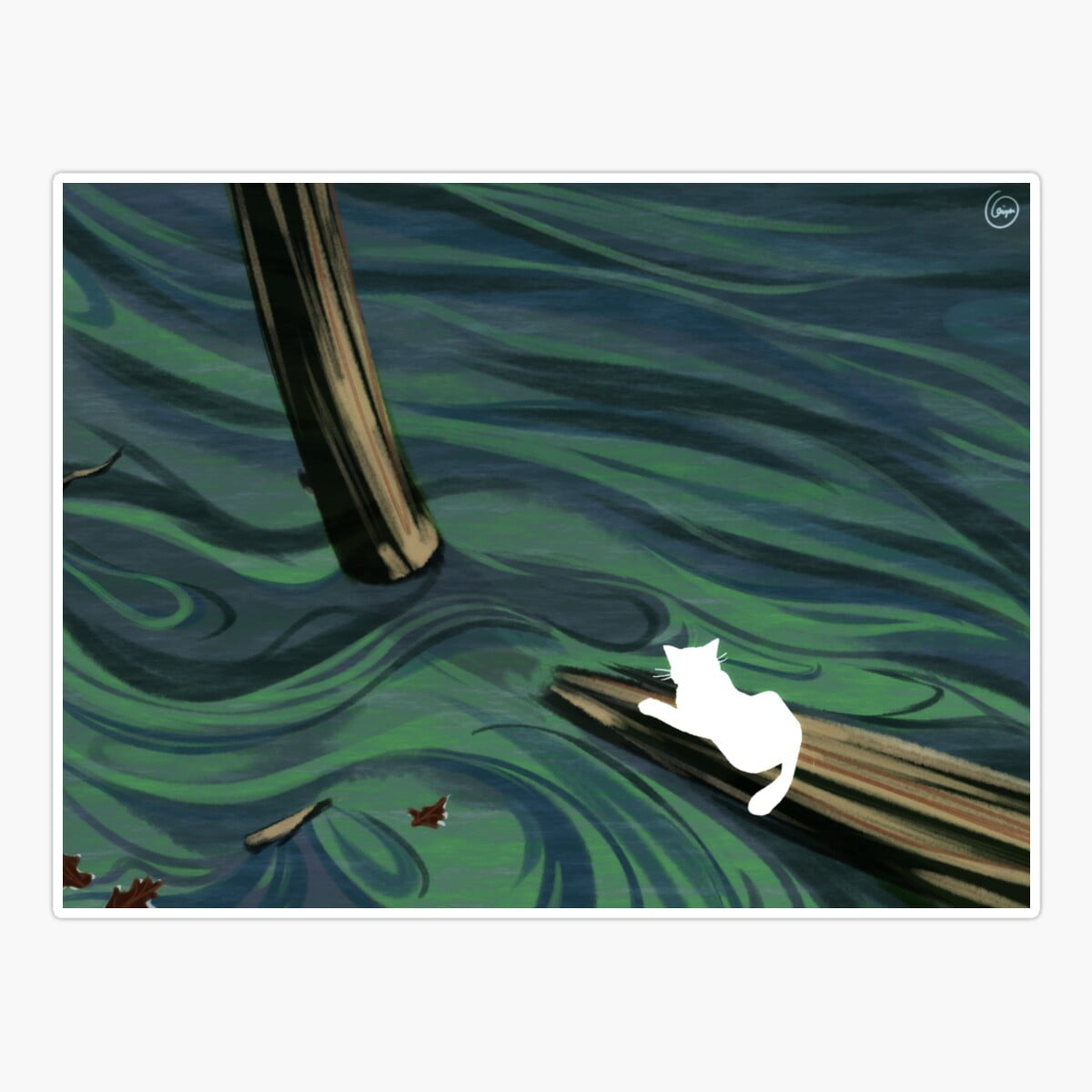 Maneki Algae Lake Sticker, Phone Decal Water Bottle Stickers Car Decals ...