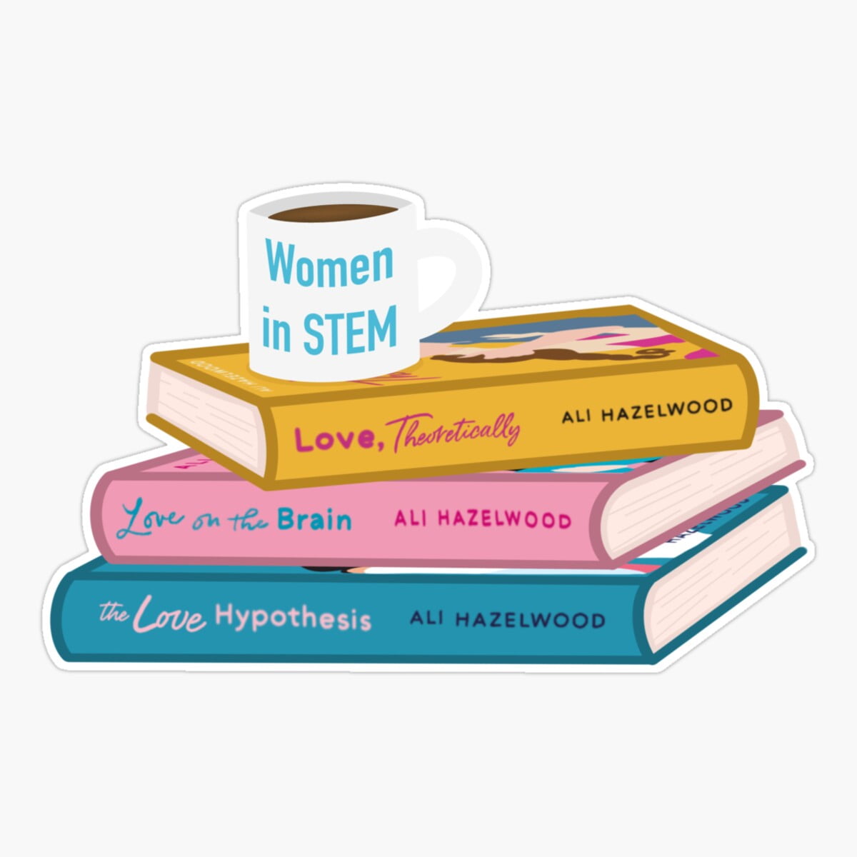 Maneki Ali Hazelwood Book Stack Women In Stem Mug Er, Phone Decal Water ...