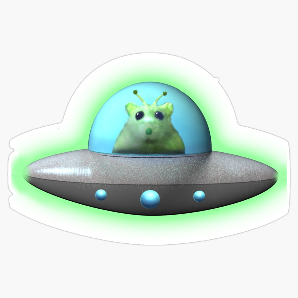 Maneki Alien Hamster In A Ufo Er, Phone Decal Water Bottle Stickers Car ...