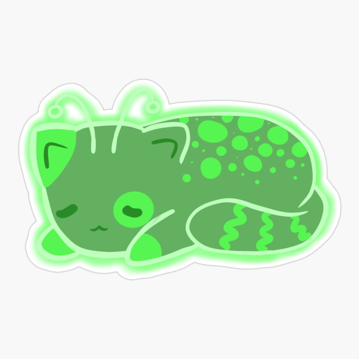 Maneki Alien Slime Radioactive Sleeping Cat Sticker, Phone Decal Water ...