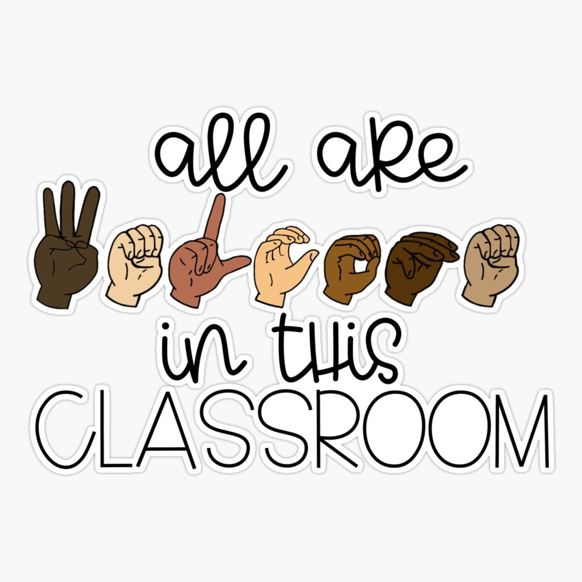 Maneki All Are Welcome In This Clroom American Sign Language Asl Er ...