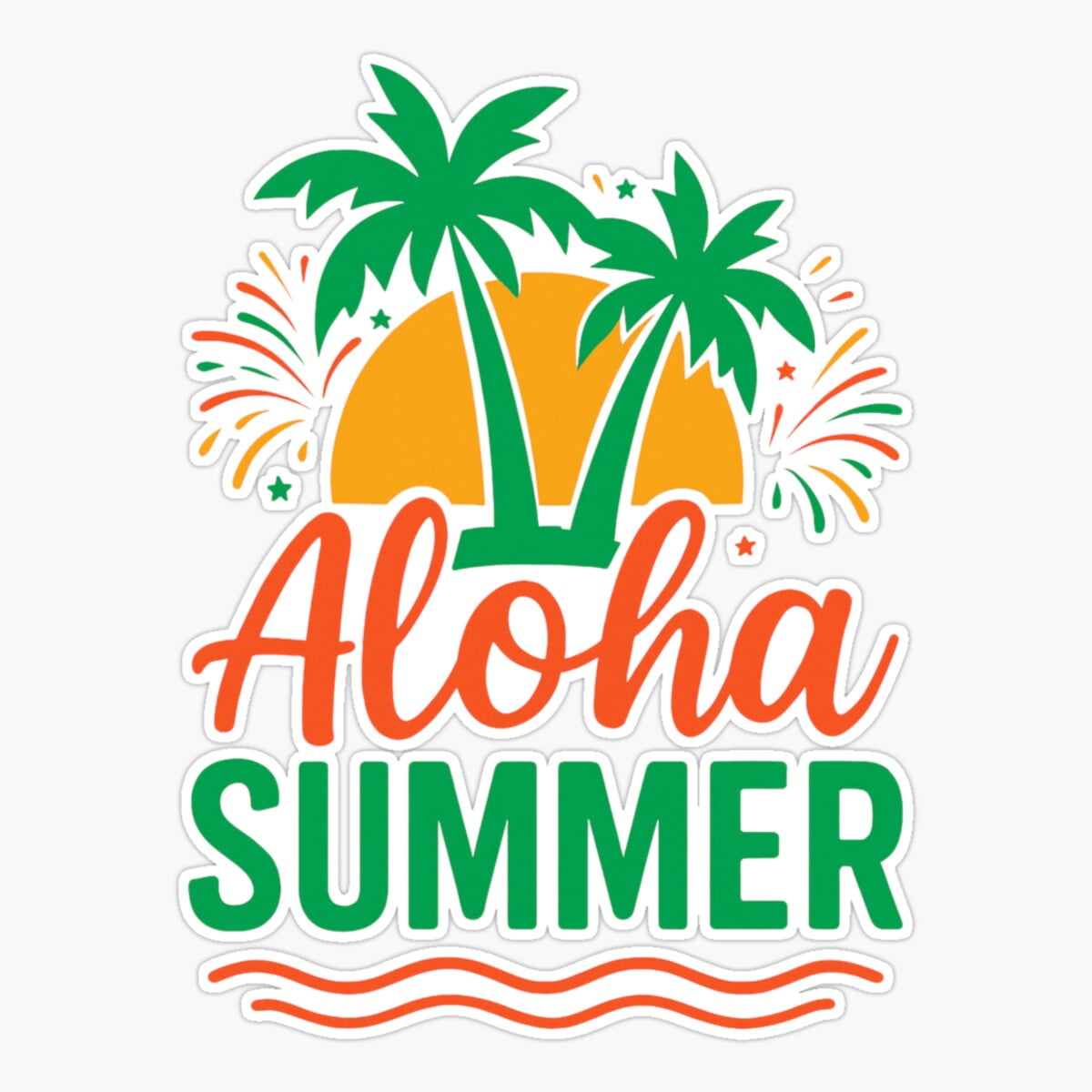 Maneki Aloha Summer Palm Tree Tropical Vacation Vibe Sticker, Phone ...