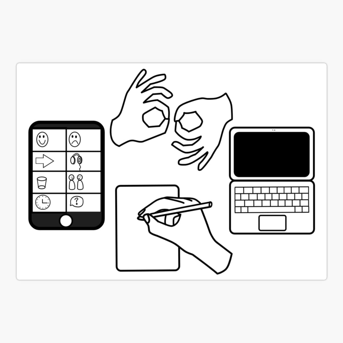 Maneki Alternative Communication Symbols Er, Phone Decal Water Bottle ...