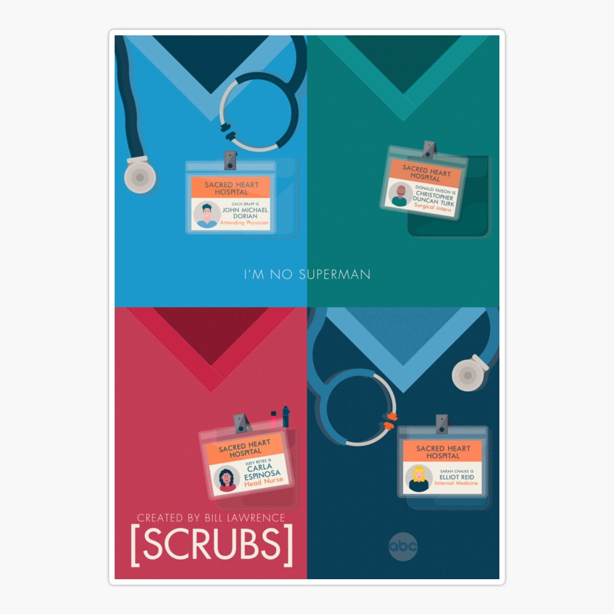 Maneki Alternative Scrubs Poster, Doctor Coats, John Dorian, Jd, Turk ...