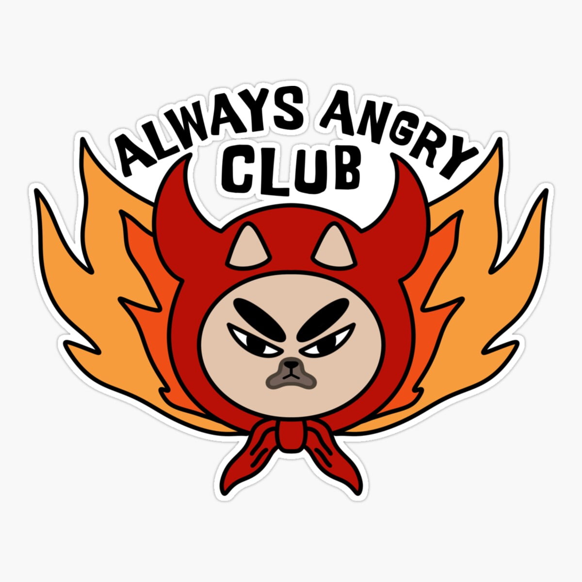 Maneki Always Angry Club Cat Sticker, Phone Decal Water Bottle Stickers ...