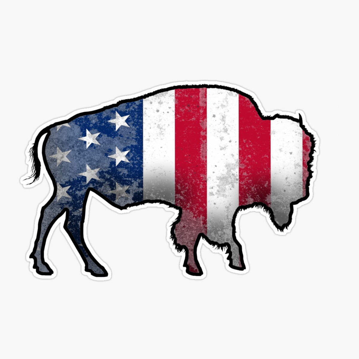 Maneki American Bison-Red,White, And Blue Sticker, Phone Decal Water ...