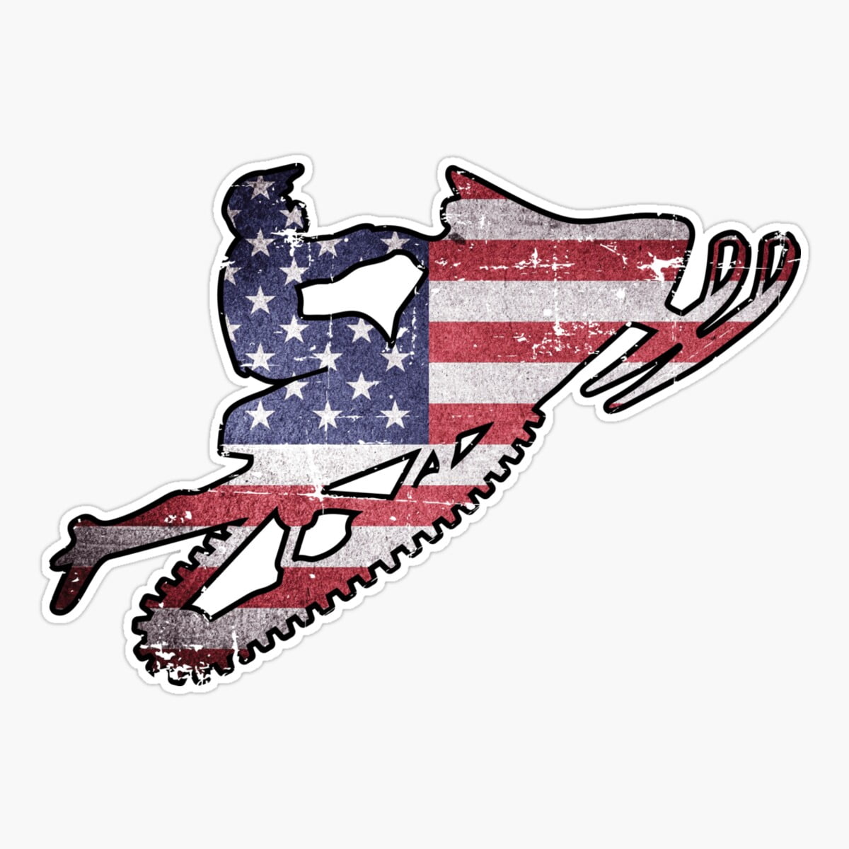 Maneki American Flag Snowmobiler | Man On Snowmobile America Flag Er ...