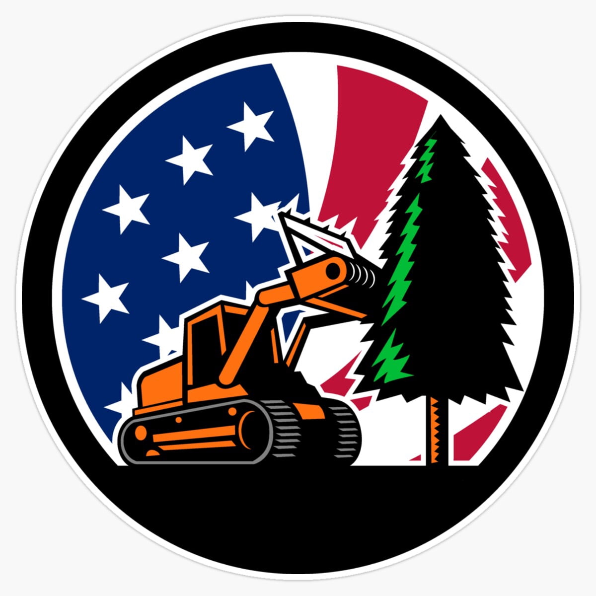Maneki American Forestry Mulcher Usa Flag Retro Er, Phone Decal Water ...