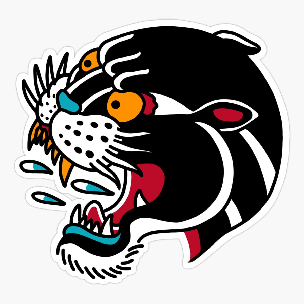 Maneki American Traditional Black Panther Tattoo Sticker, Phone Decal ...