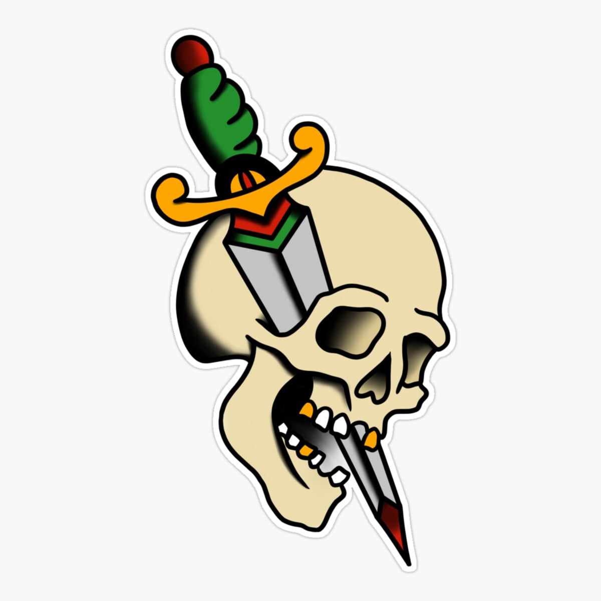 Maneki American Traditional Skull And Dagger Er, Phone Decal Water ...