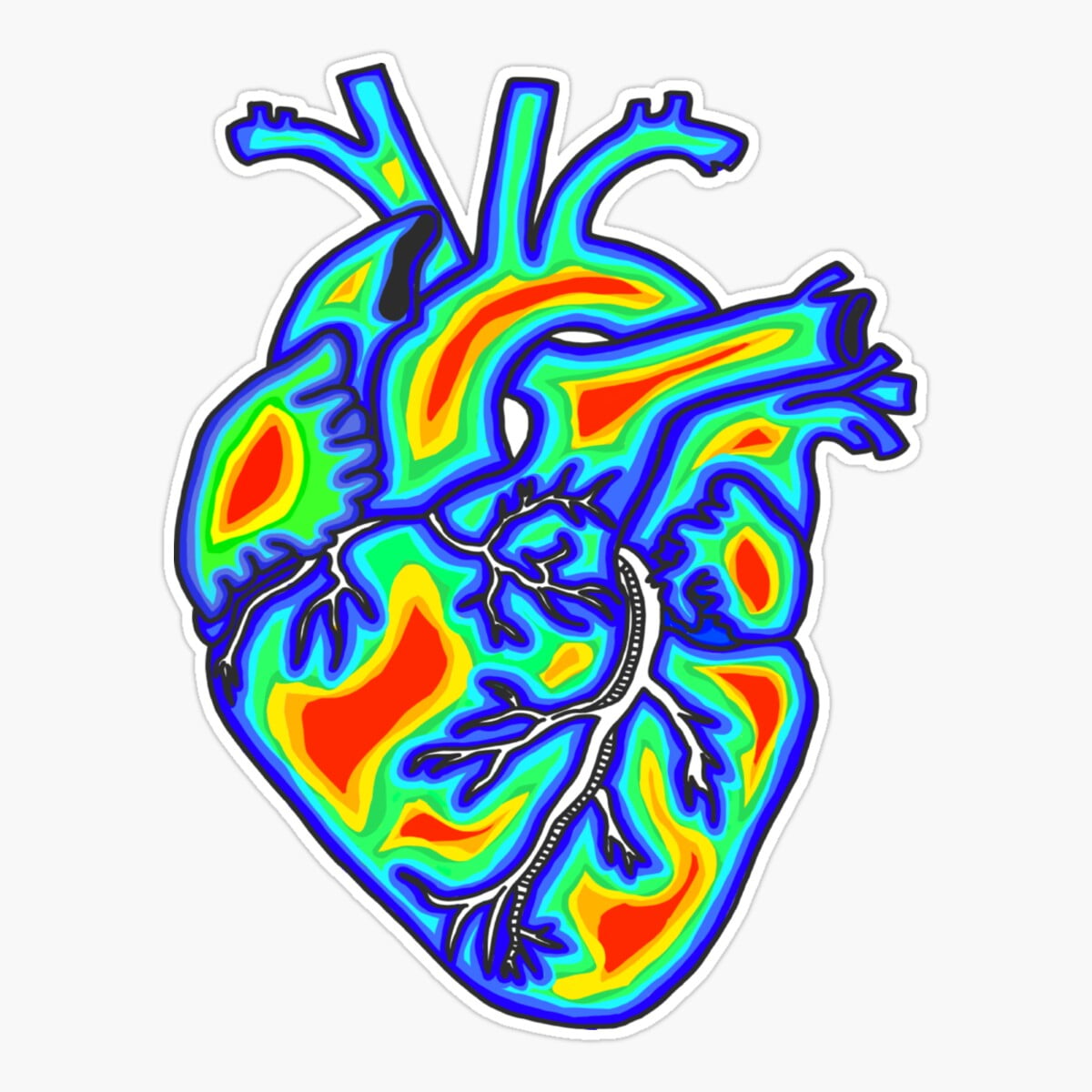 Maneki Anatomical Heart Thermal Design Er, Phone Decal Water Bottle ...