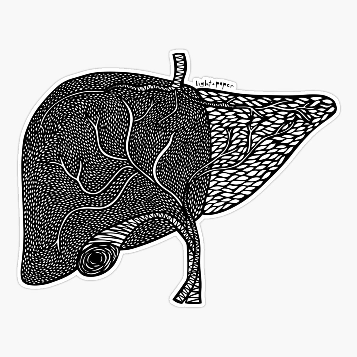 Maneki Anatomical Liver - Black Print Er, Phone Decal Water Bottle ...