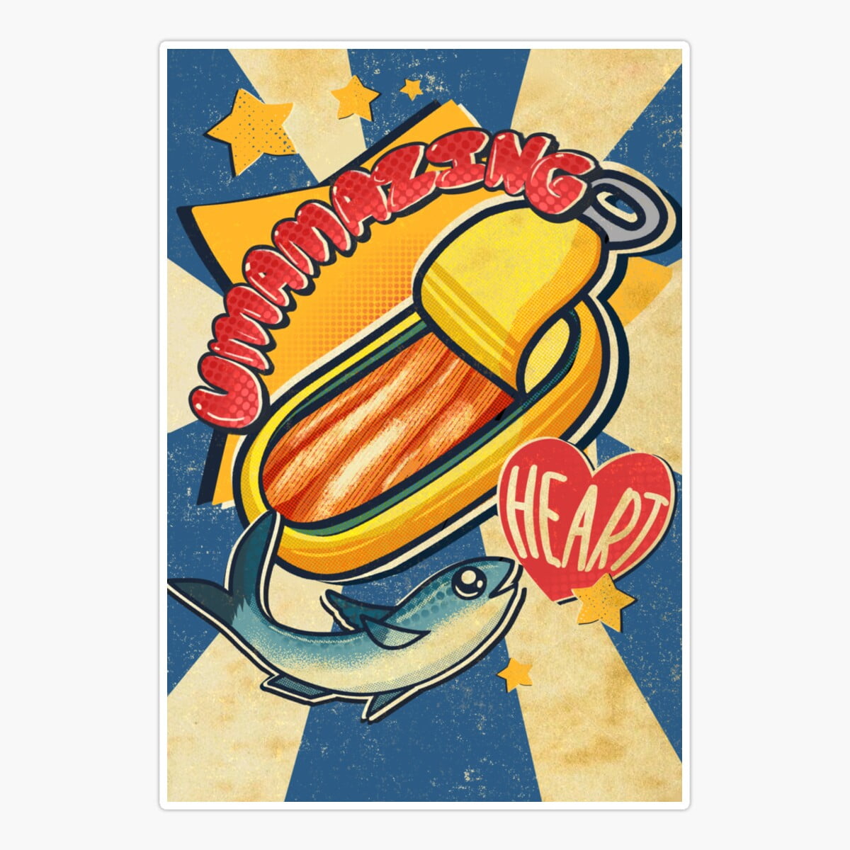 Maneki Anchovy Poster Umami Ish Cute Umamazing Pun Poster Blue Yellow ...