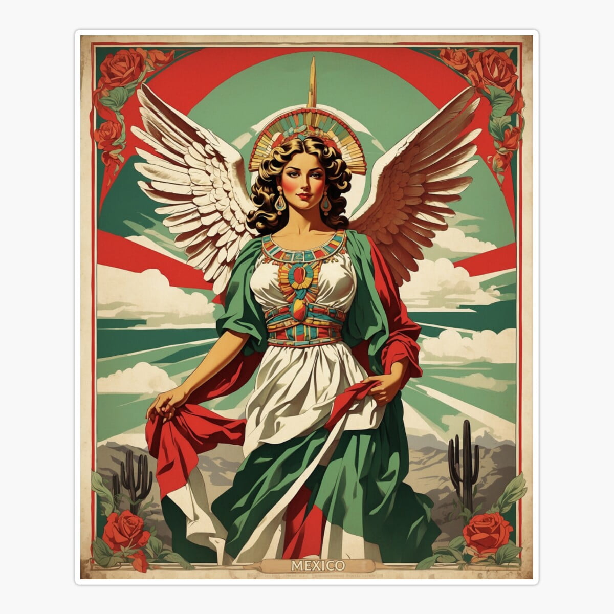 Maneki Angel De La Independencia Mexico Vintage Poster Tourism 2 ...