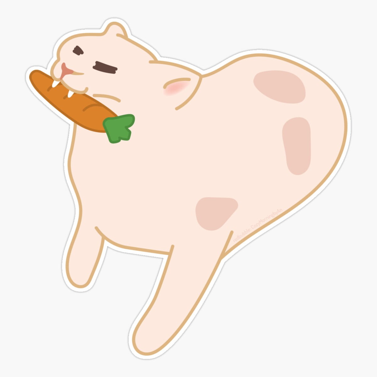 Maneki Angry Cat Biting Carrot Sticker, Phone Decal Water Bottle ...