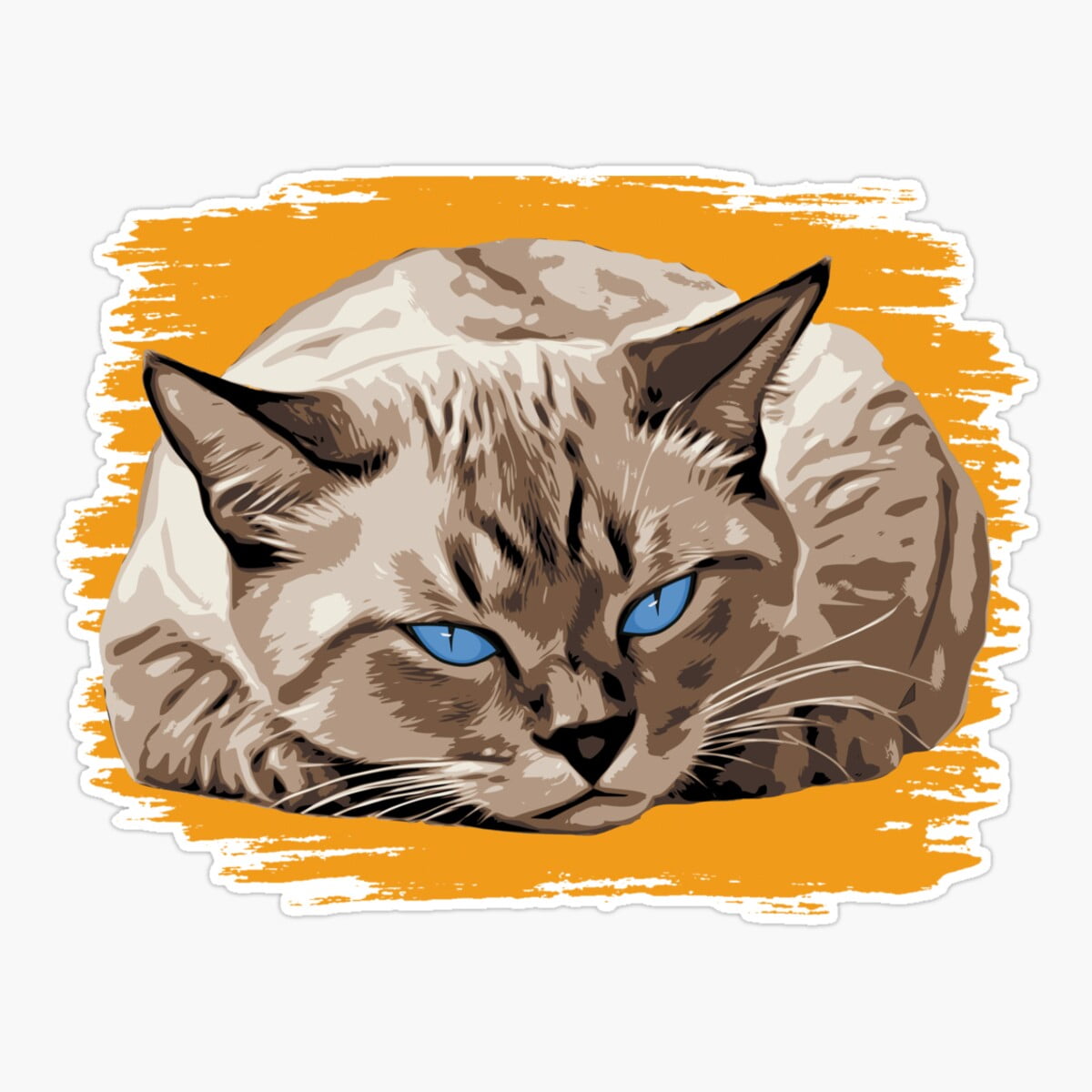 Maneki Angry Cat Nap Time, Not Your Time Brown Cat Sticker, Phone Decal ...