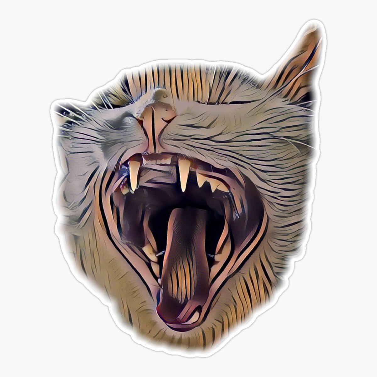 Maneki Angry Cat; Screaming, Biting, Yowling, Attacking Unny Cat Design ...