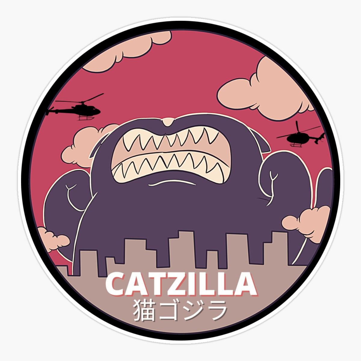 Maneki Angry Catzilla Sticker, Phone Decal Water Bottle Stickers Car ...