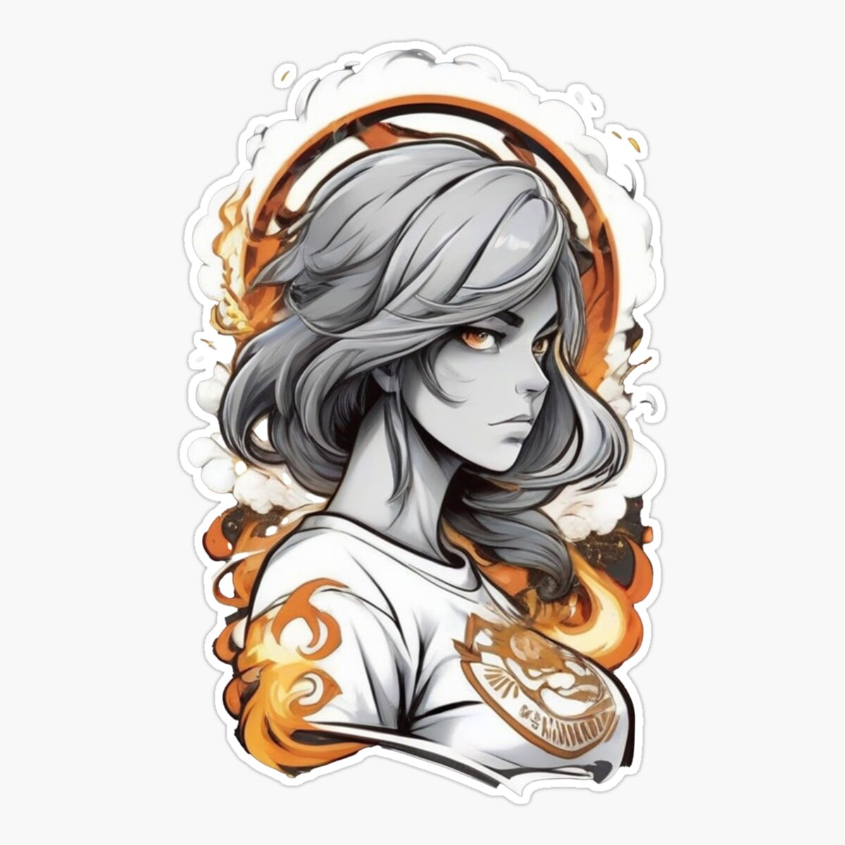 Maneki Angry Girl On Ire Er, Phone Decal Water Bottle Stickers Car ...