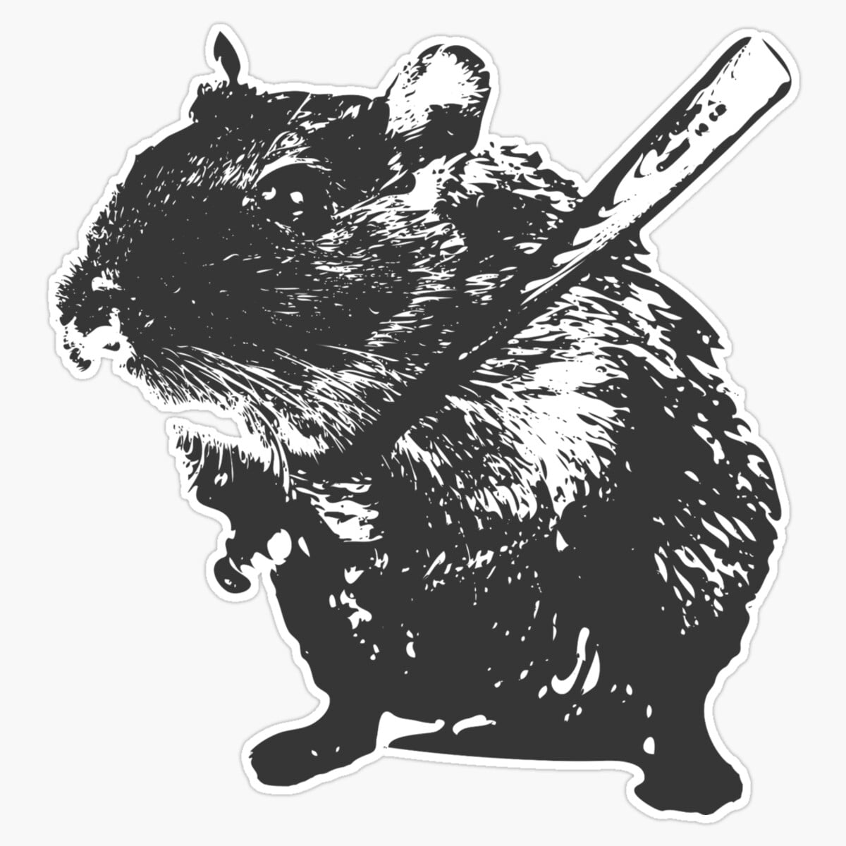 Maneki Angry Street Art Mouse / Hamster (Baseball Edit) Er, Phone Decal ...