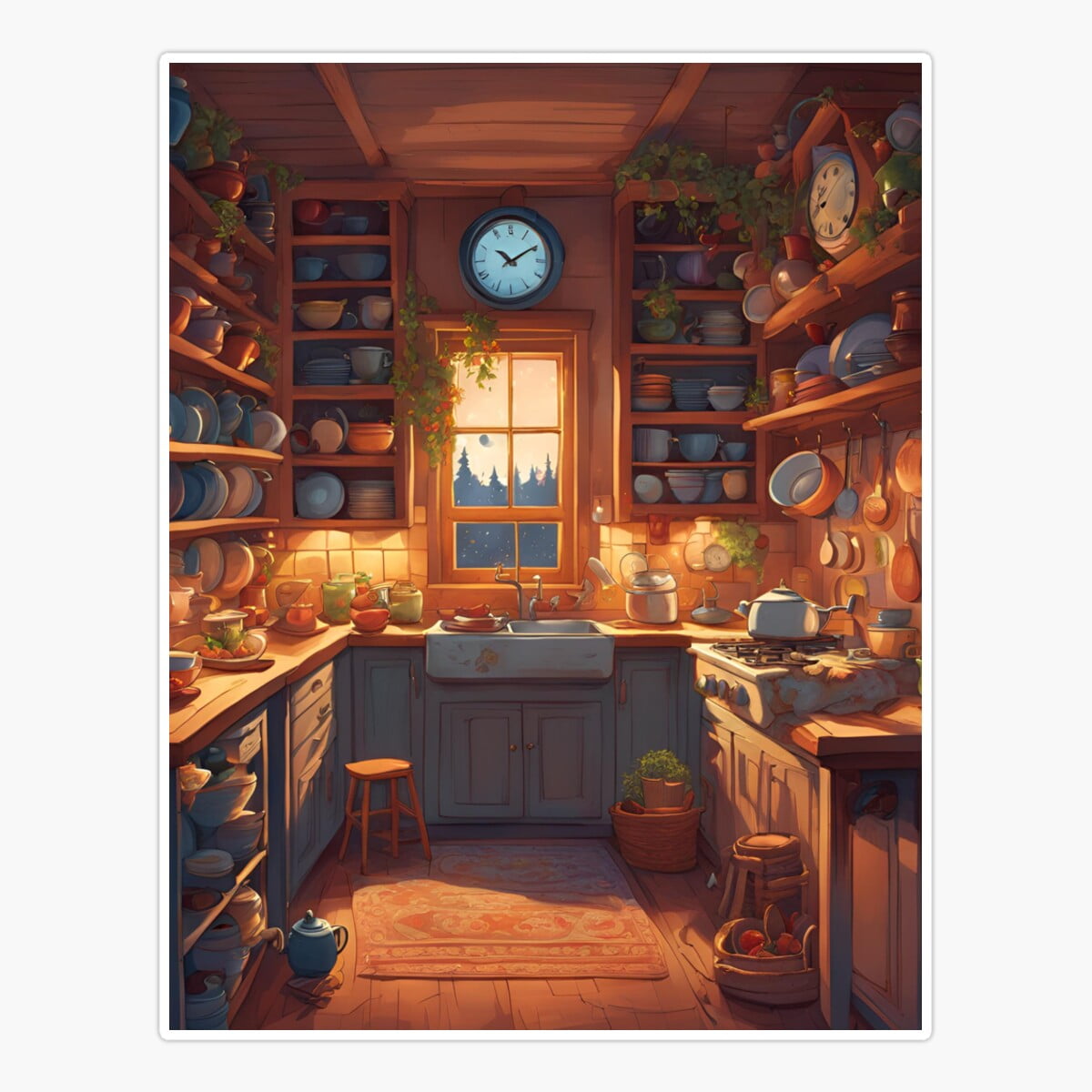 Maneki Animated Kitchen Sticker, Phone Decal Water Bottle Stickers Car ...