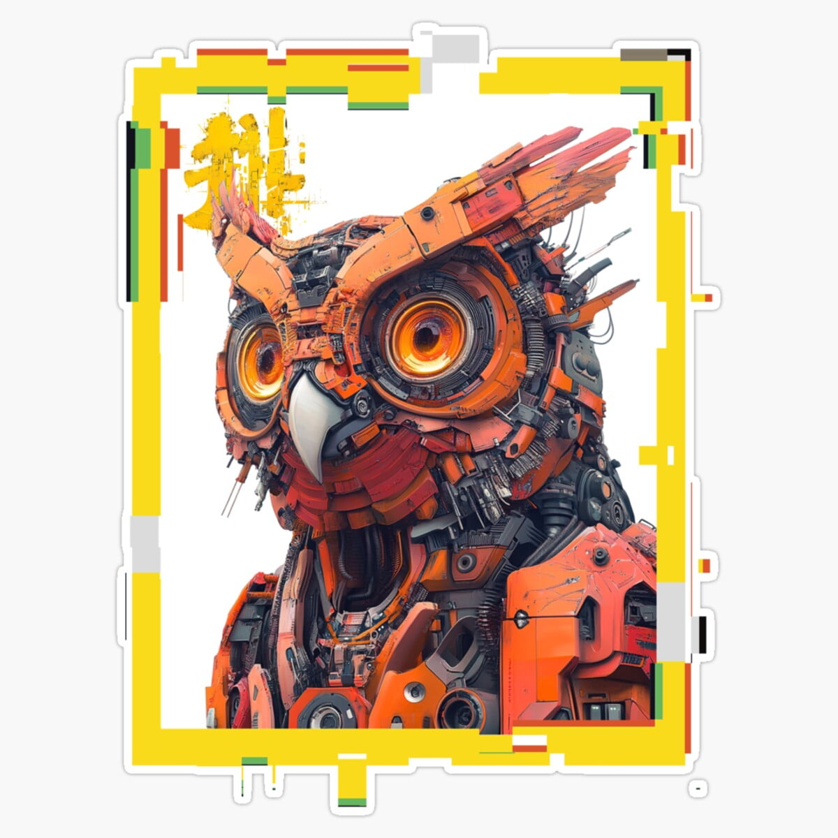 Maneki Anime Glitch Aesthetic Android Owl Er, Phone Decal Water Bottle ...
