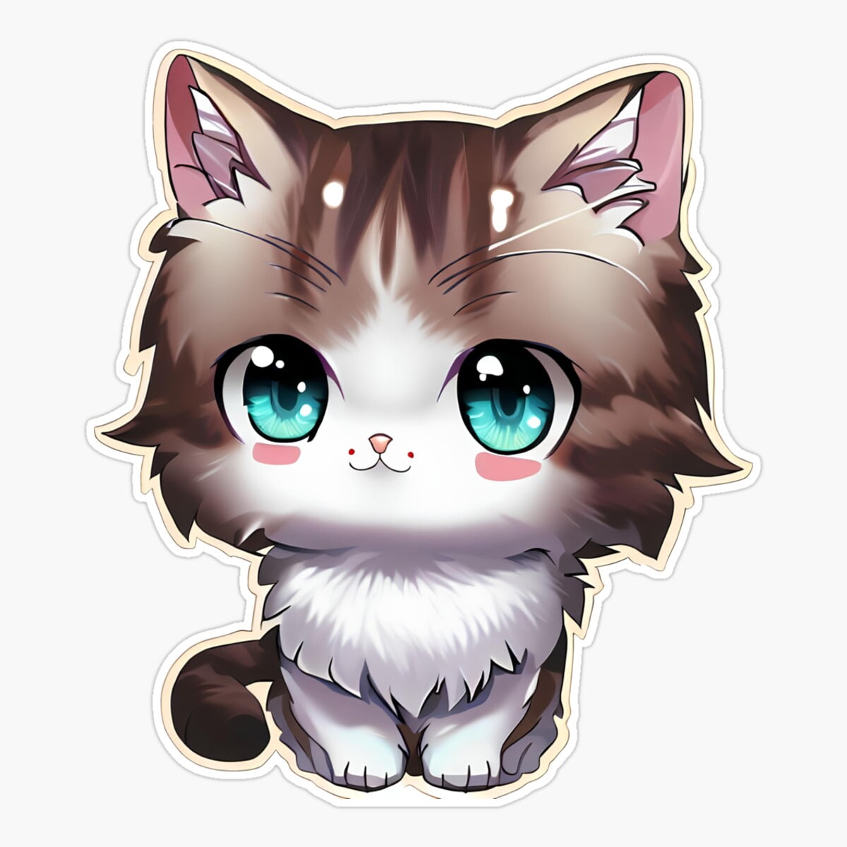 Maneki Anime Style Cat Version 1 Sticker, Phone Decal Water Bottle ...