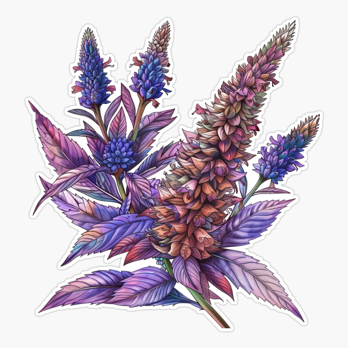 Maneki Anise Hyssop A Touch O Blue Herbal Sticker, Phone Decal Water ...