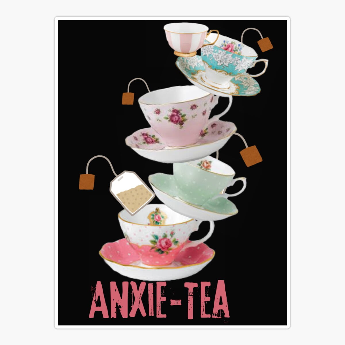 Maneki Anxiety Tea Cups: Anxie-Tea Er, Phone Decal Water Bottle ...