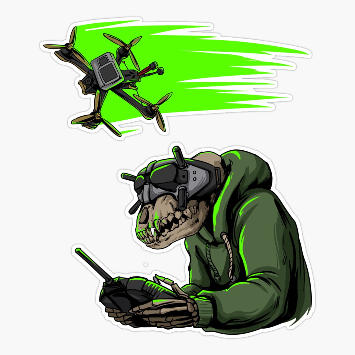 Maneki Ape Skull Dji Style Pv Goggle Drone Pilot Er, Phone Decal Water ...