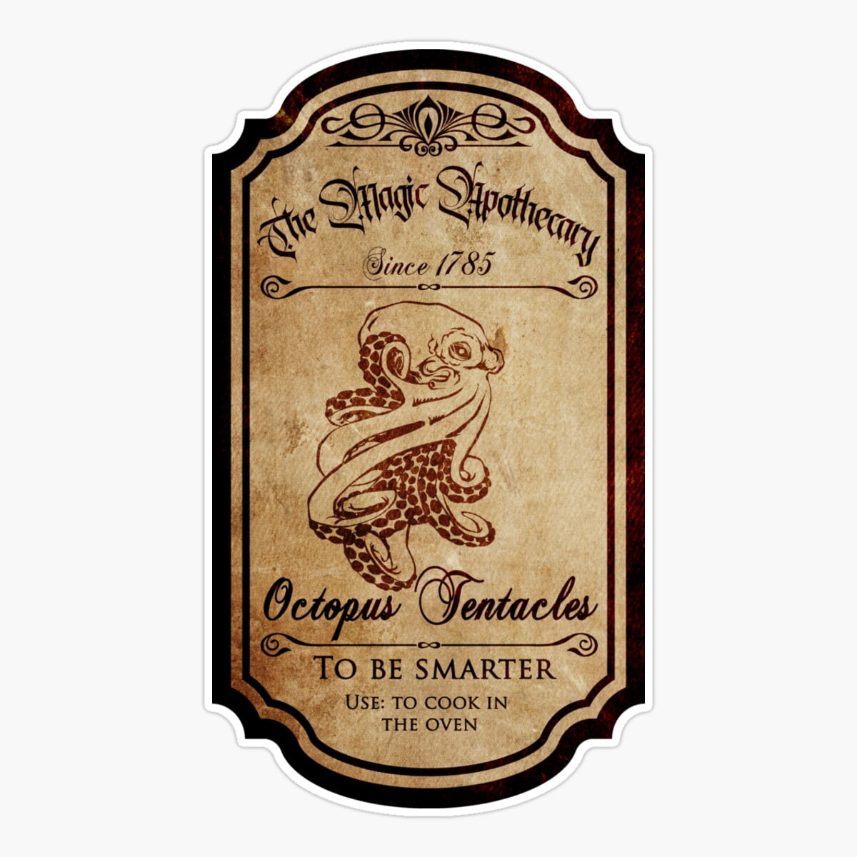 Maneki Apothecary Label Octopus Tentacles Er Er, Phone Decal Water ...