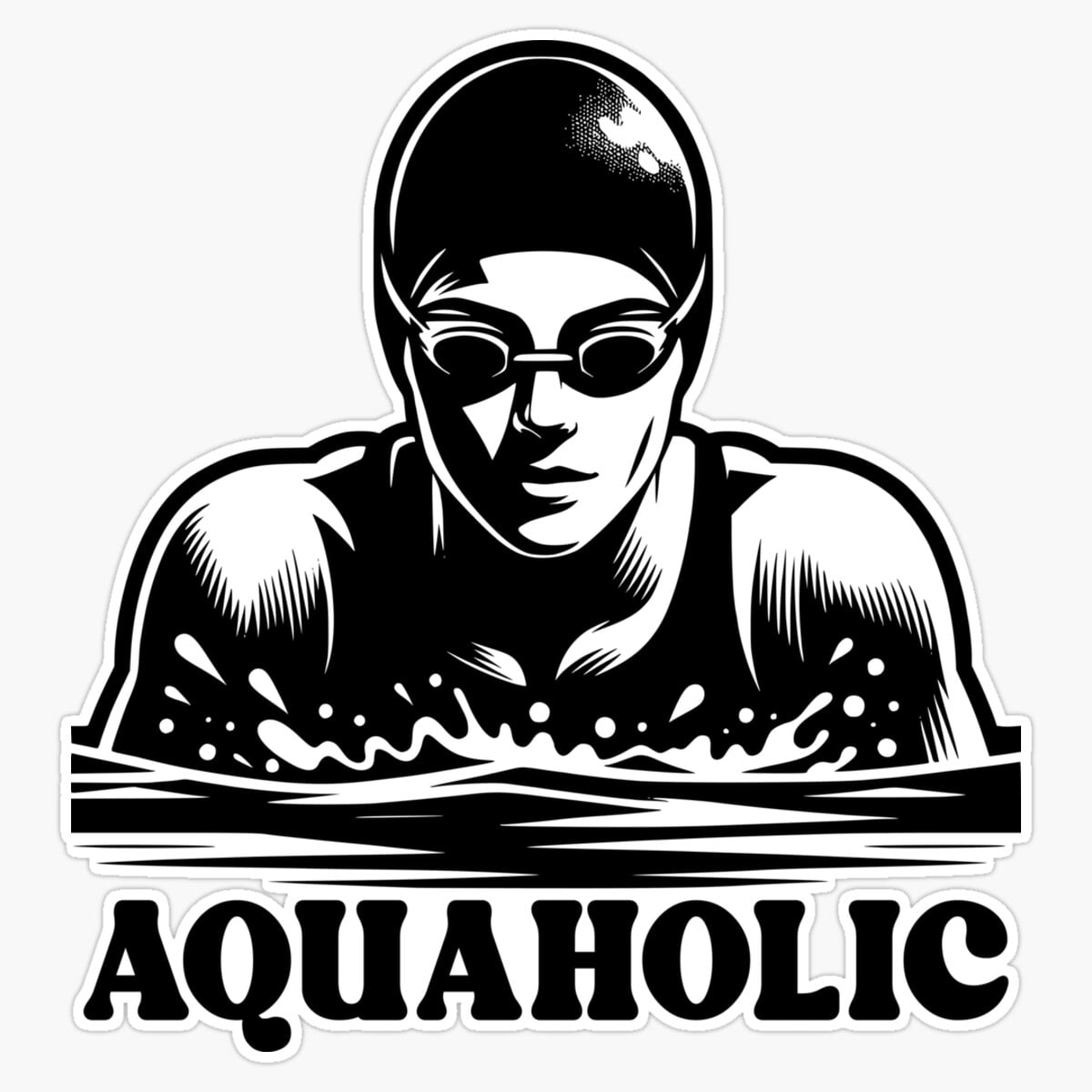 Maneki Aquaholic - Swim Team - Woman Swimmer Er, Phone Decal Water ...