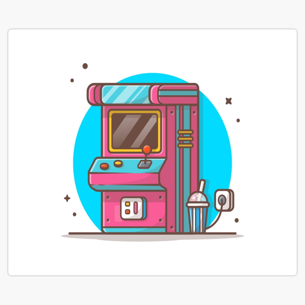 Maneki Arcade Machine With Soda Icon Illustration Er, Phone Decal Water ...