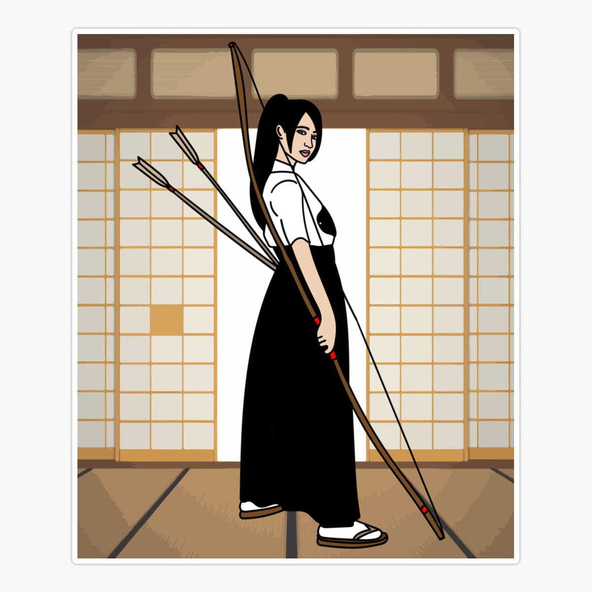 Maneki Archery With A Bow And Arrow Er, Phone Decal Water Bottle ...