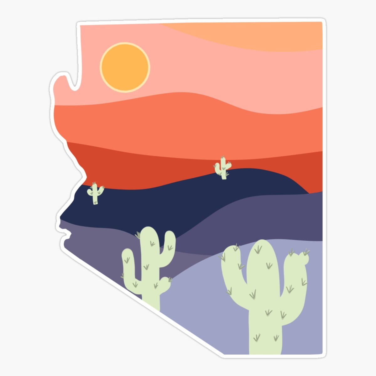 Maneki Arizona State Cactus Sunset Sticker, Phone Decal Water Bottle ...