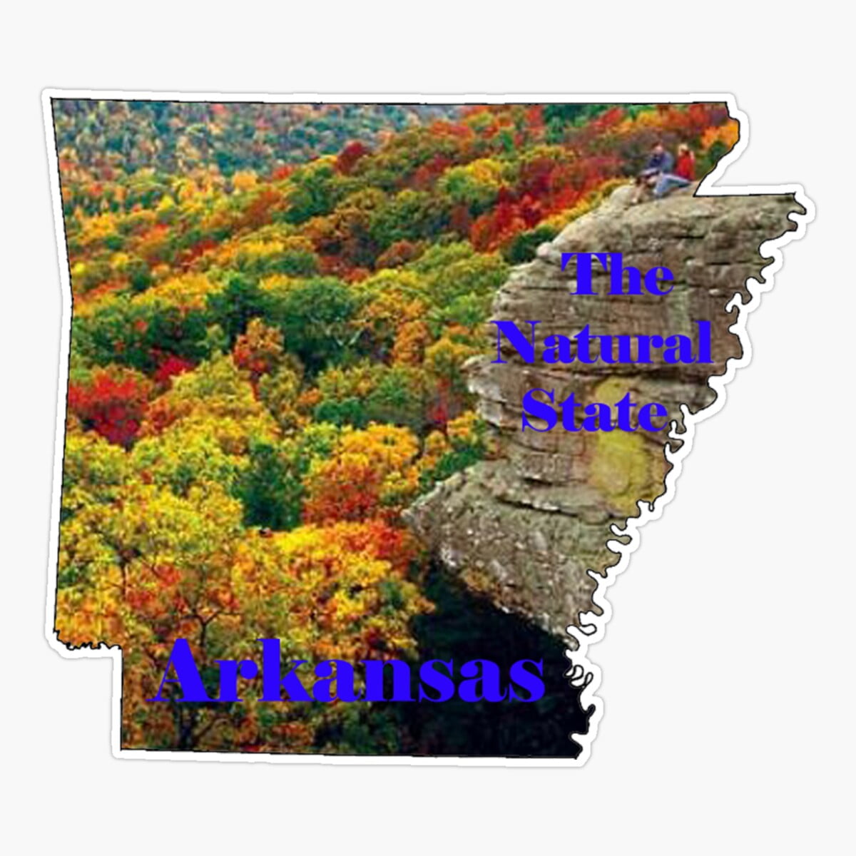 Maneki Arkansas Map With State Nickname: The Natural State Sticker ...