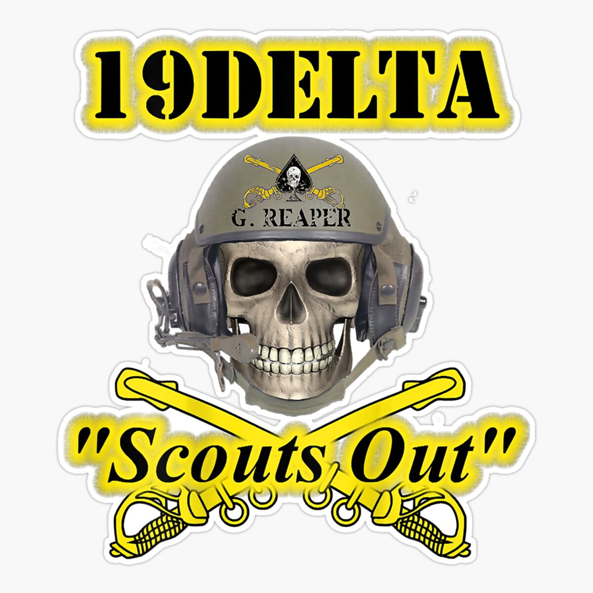 Maneki Army Cavalry Scouts Mos Veterans Skull Er, Phone Decal Water ...