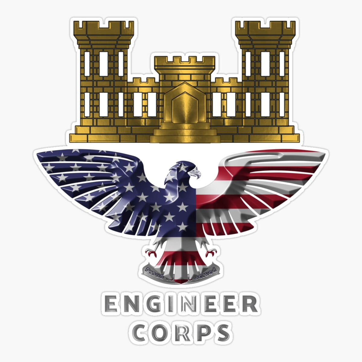 Maneki Army Engineer Corps Ized Eagle Er, Phone Decal Water Bottle ...