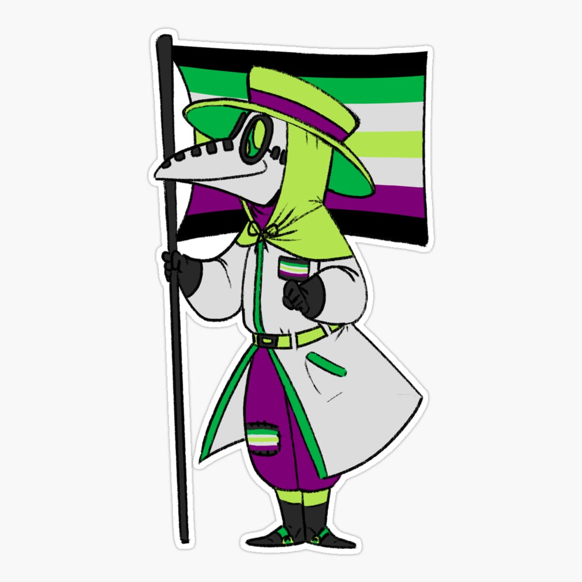 Maneki Aroace Agender Pride Plague Doctor Er, Phone Decal Water Bottle ...