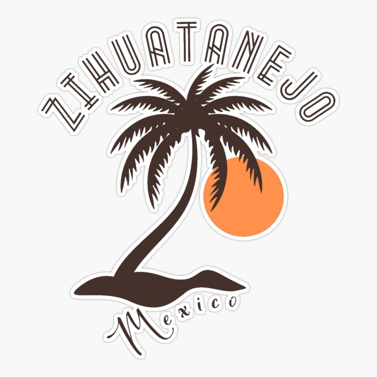 Maneki Art Deco Zihuatanejo Mexico - Brown - Retro Beach / Vacation ...