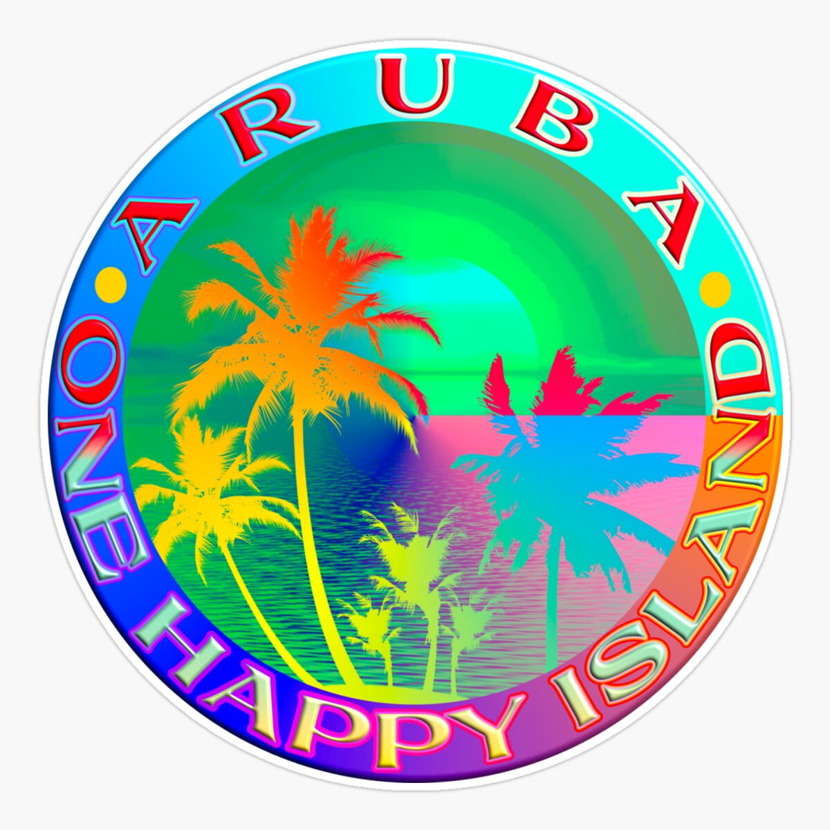 Maneki Aruba - One Happy Island Er, Phone Decal Water Bottle Stickers ...