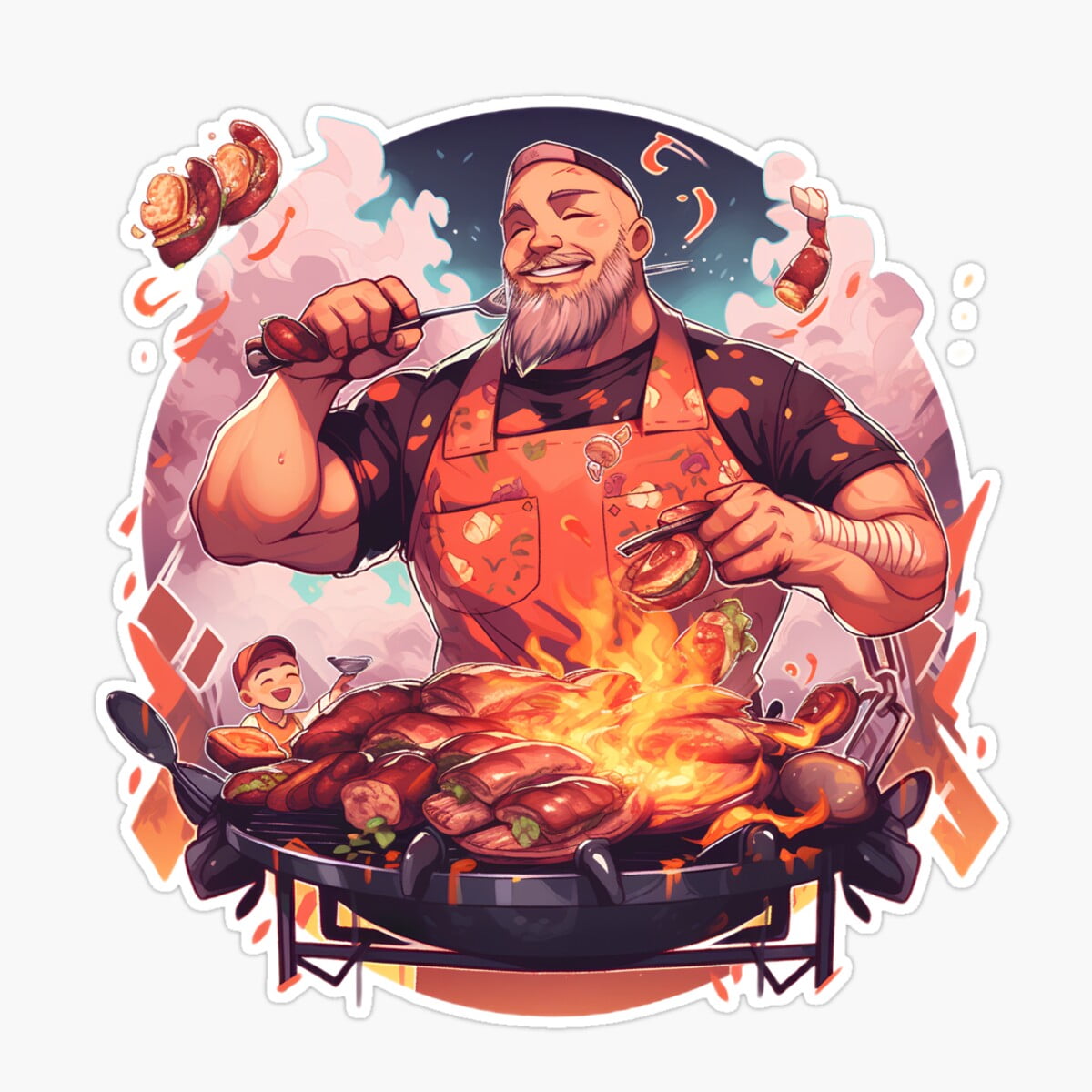 Maneki Athers Day Grill Master Bbq Grilling Time Dad Barbecue Meat Ood ...